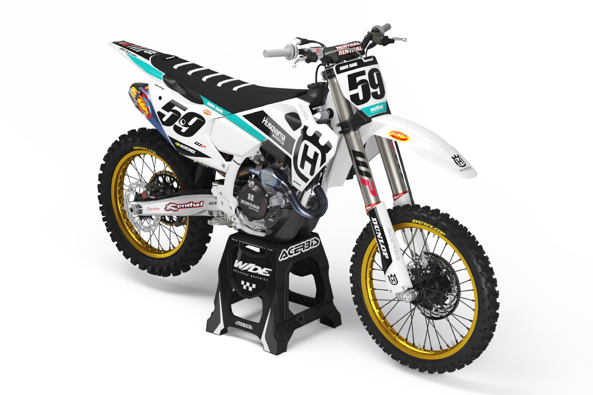 CAPTAIN WHITE & TEAL - HUSQVARNA FULL GRAPHICS KIT – WIDEOPENGRAPHIX