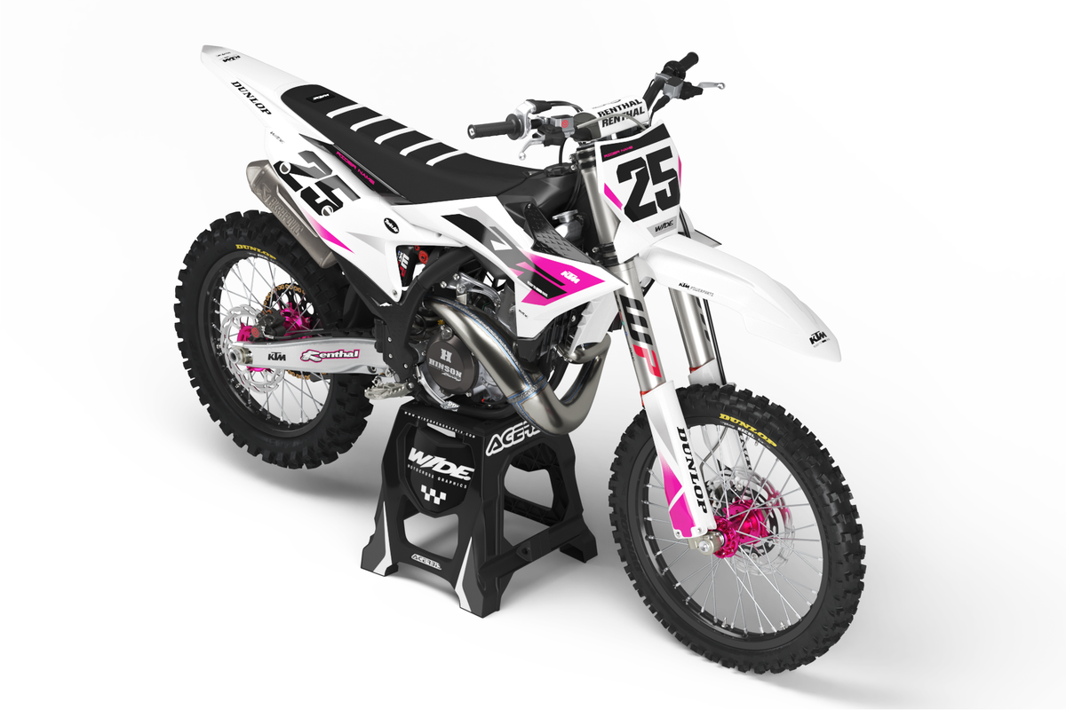 ORIGINAL 25 WHITE & PINK - KTM FULL GRAPHICS KIT – WIDEOPENGRAPHIX